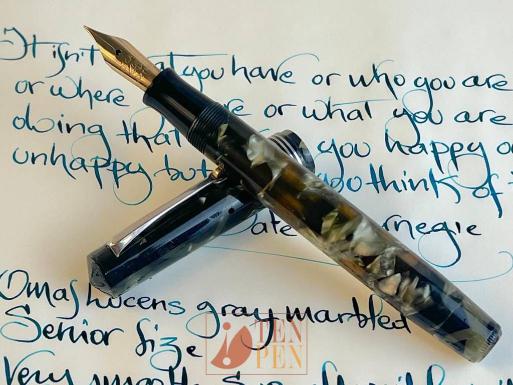 OMAS LUCENS SENIOR SIZE- GRAY MARBLED CELLULOID - WARTIME FINISH ...