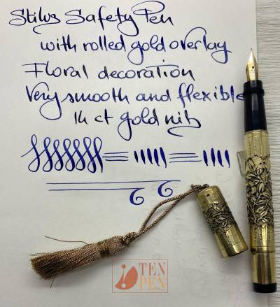 STILUS SAFETY PEN - GOLD FILLED FLORAL OVERLAY | Tenpen - By Letizia ...
